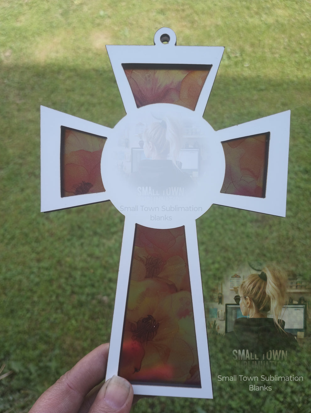 *Sublimation suncatcher cross – Small Town Sublimation Blanks